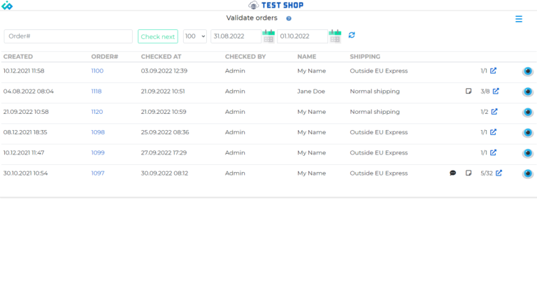 Validate orders - iPacky - Shopify