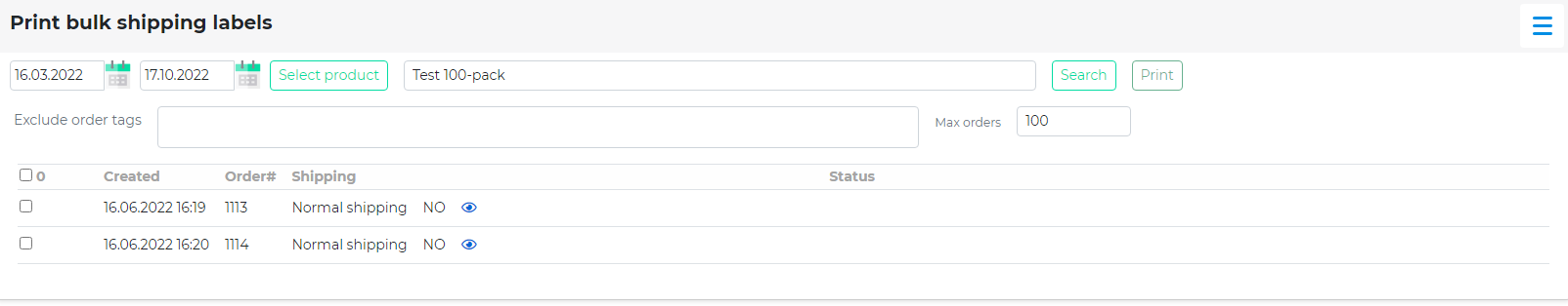 Print bulk shipping labels - iPacky - Shopify