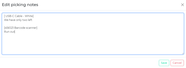 Picking notes - iPacky - Shopify