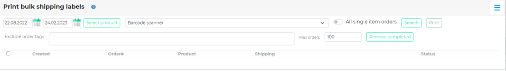 Print bulk shipping labels - iPacky - Shopify