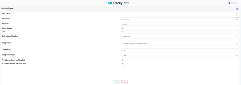 Webshipper - iPacky - Shopify