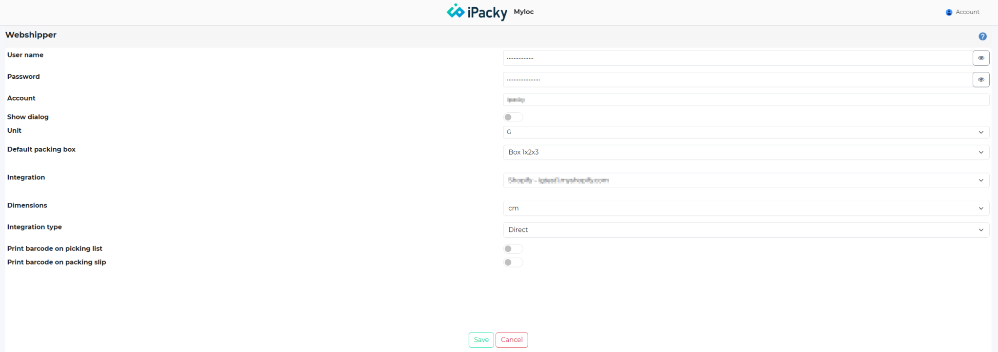Webshipper - iPacky - Shopify