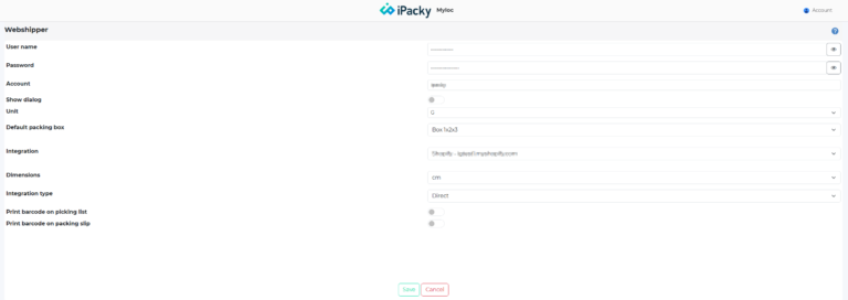 Webshipper - iPacky - Shopify